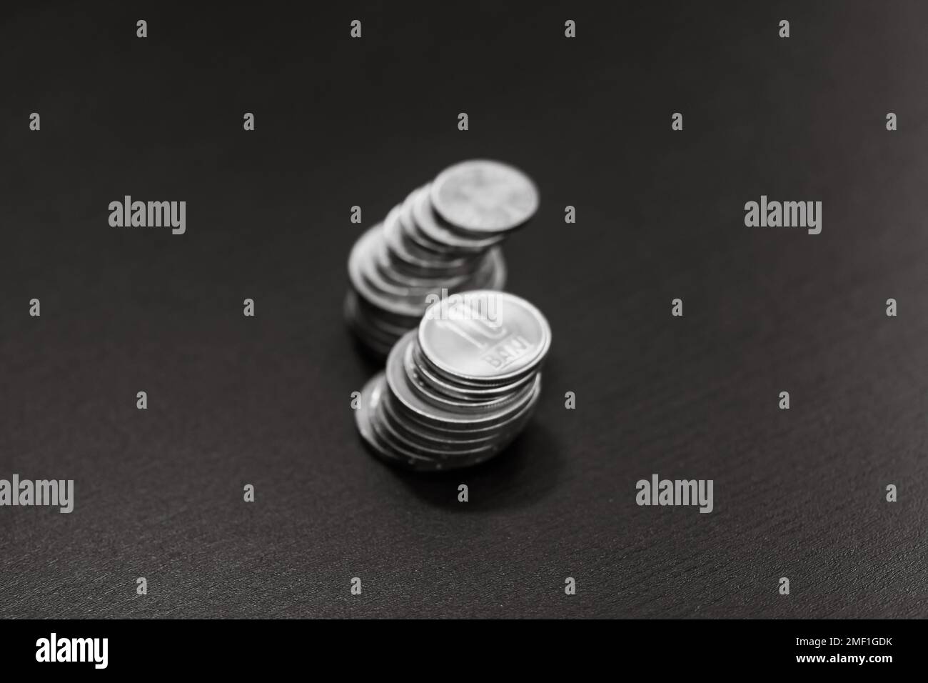 Close-up photo of Romanian money, coins, 10 bani, and 1 ban Stock Photo ...