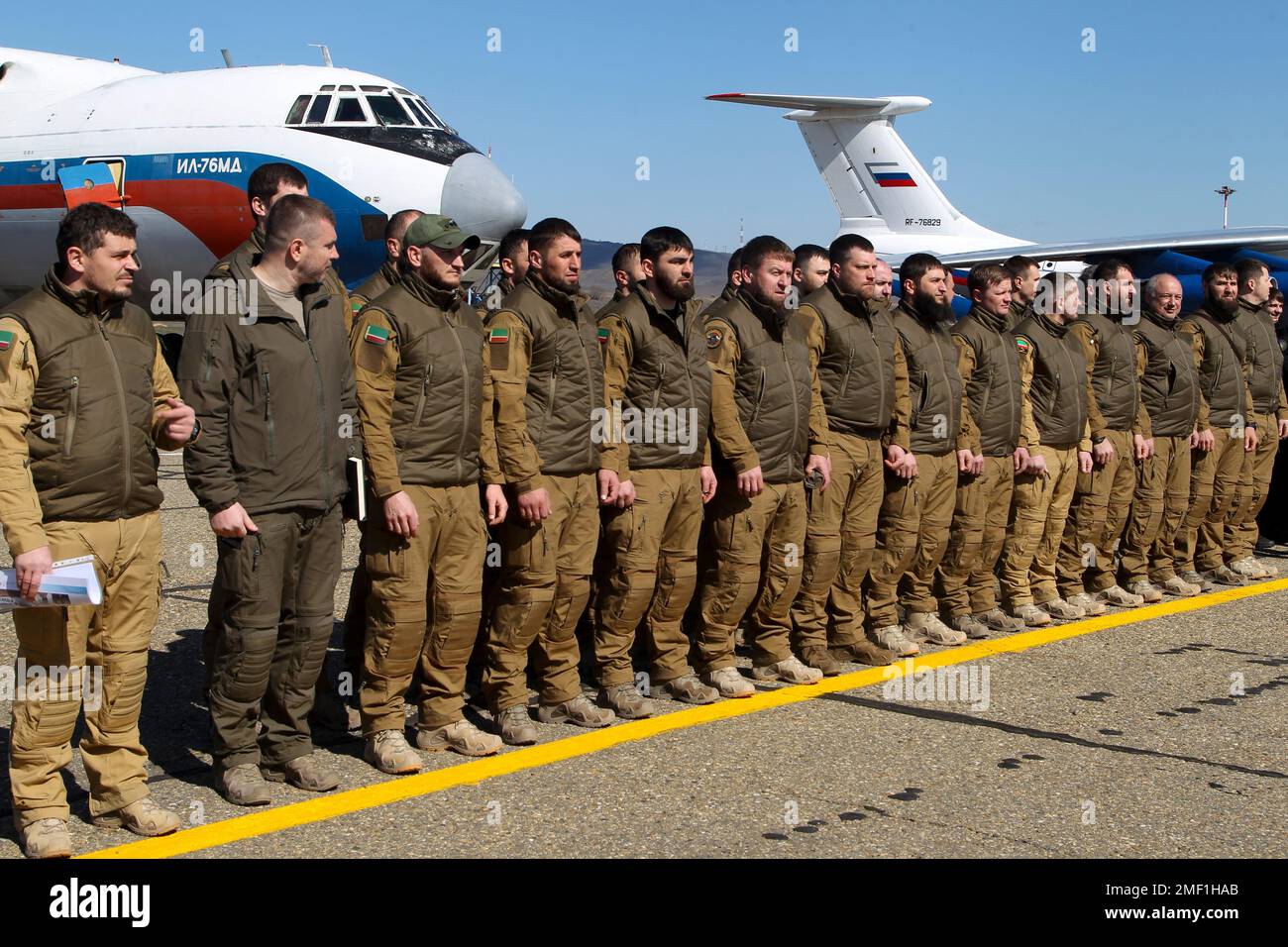 Troops line up before leaving for an exercise in the Arctic at an ...