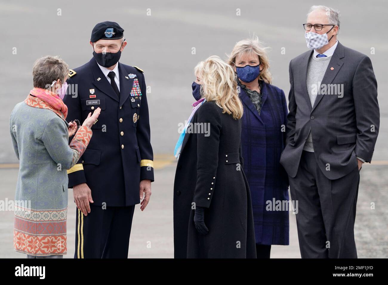 First lady Jill Biden, center, talks with U.S. Army 1st Corps Commander ...