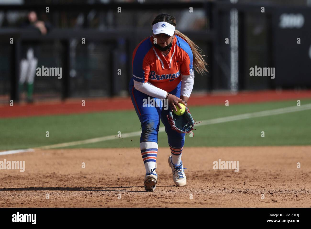 Boise State's Bella Rocco fields a ball during an NCAA softball game against Oregon on Sunday ...