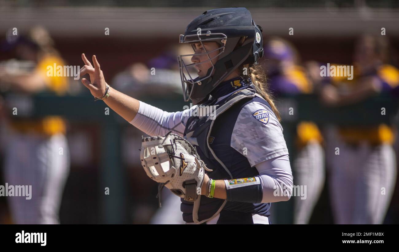 Kent State catcher Emily Lippe (20) during an NCAA softball game on ...