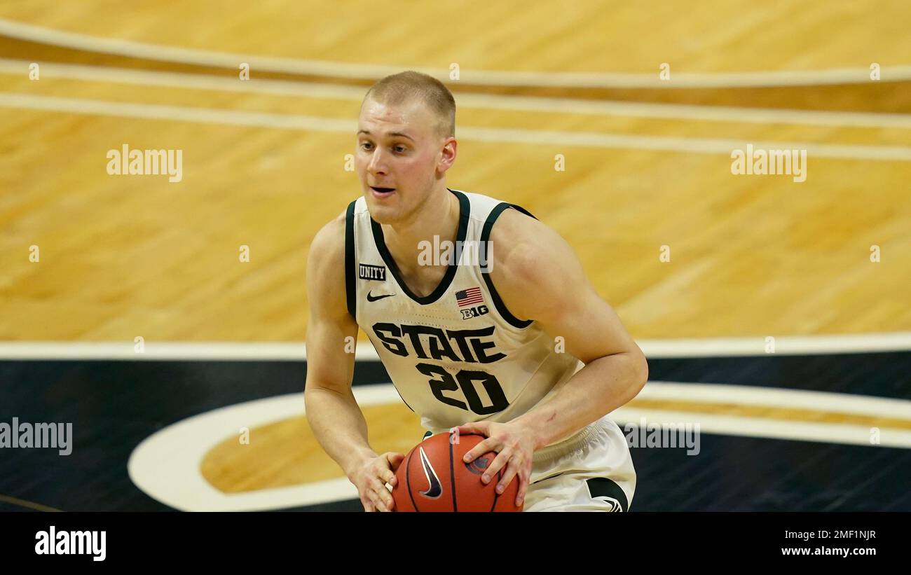 Michigan State forward Joey Hauser plays during the first half of an ...