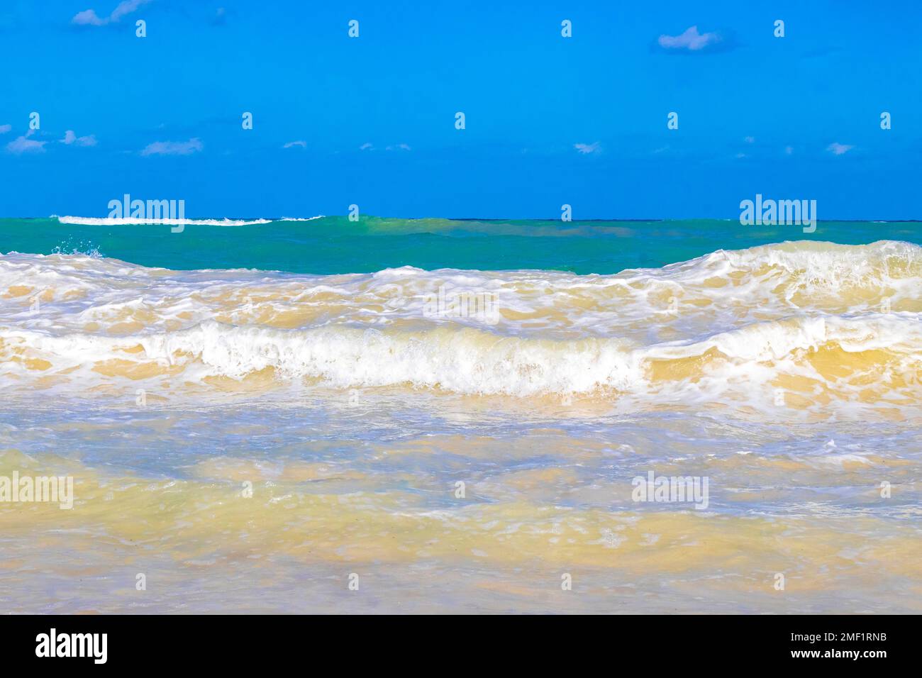 Waves at tropical mexican beach landscape panorama and caribbean sea ...