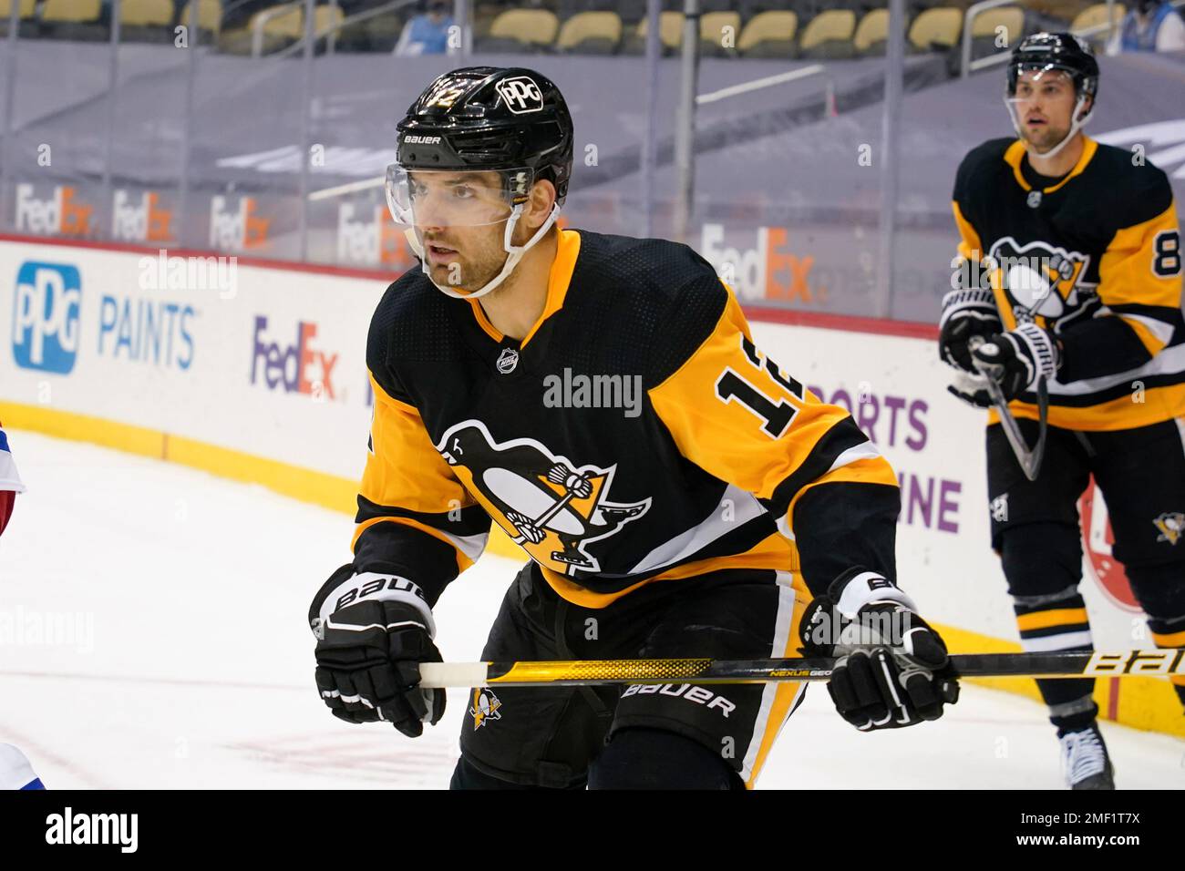 Pittsburgh Penguins' Zach Aston-Reese (12) plays against the New York ...