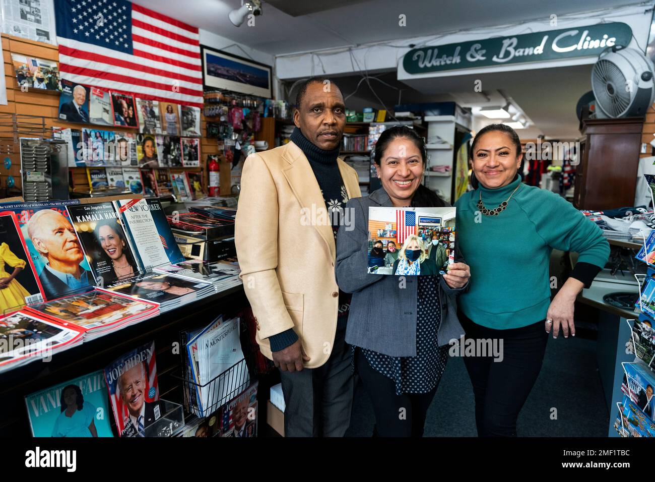 In this Feb. 19, 2021, photo from left, store owner Stephen Bota and ...