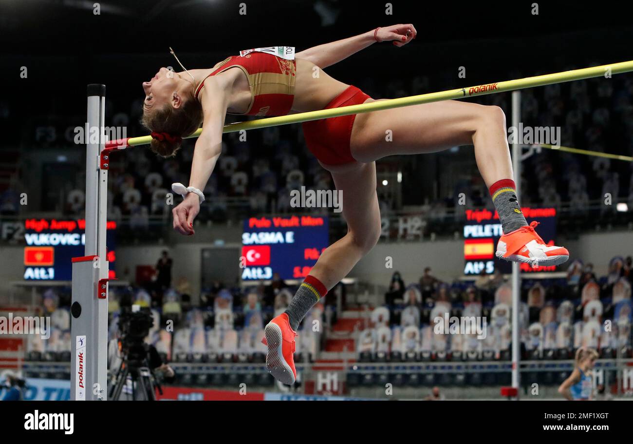 Montenegro's Marija Vukovic competes during the women's high jump final ...