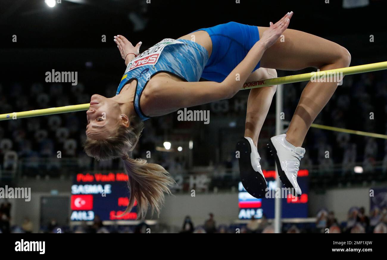 Ukraine's Yuliya Levchenko competes during the women's high jump final ...