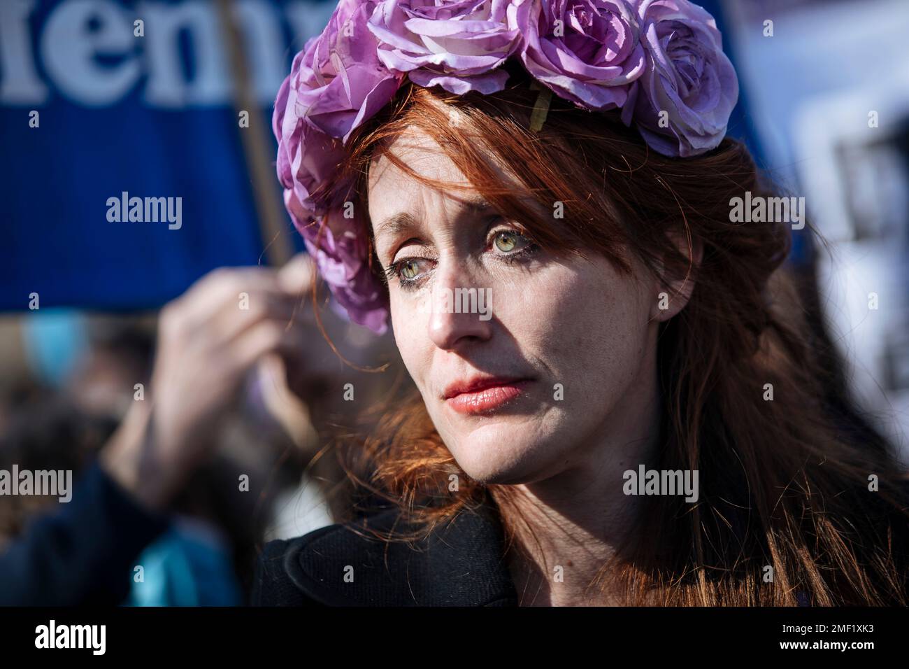 A Femen activist cries as protesters and activists gather at Republique ...