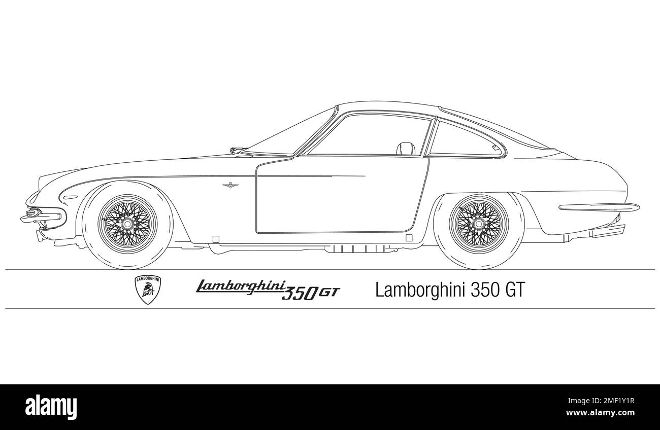 Italy, year 1964, Lamborghini 350 GT, first sports car produced ...