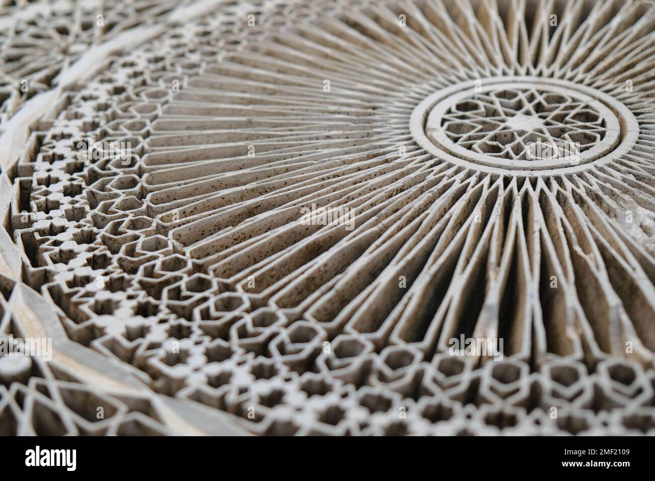 Fez, Morocco - close-up of wall with carved white stucco. Moroccan ...