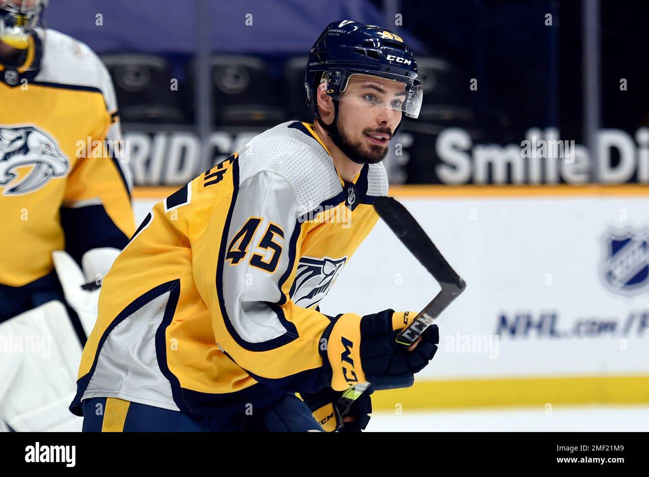 Nashville Predators defenseman Alexandre Carrier (45) plays against the ...