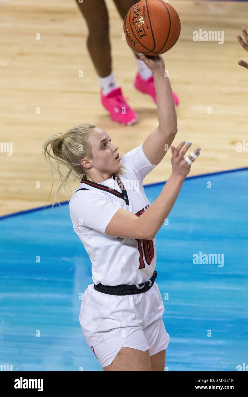 Louisville's Hailey Van Lith (10) attempts a shot during the semifinals ...