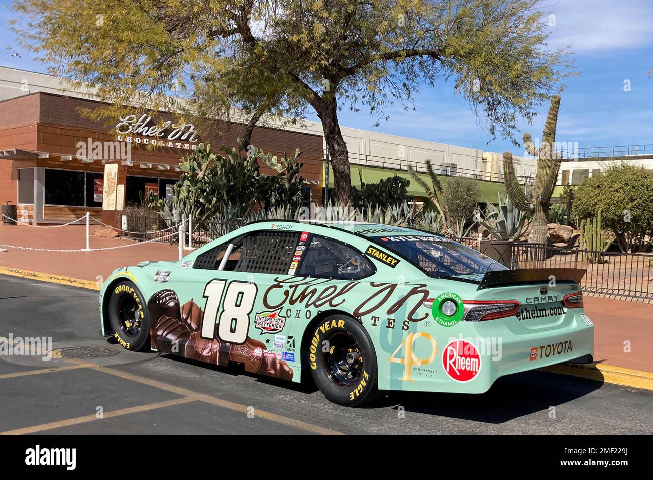 NASCAR driver Kyle Busch's car is parked outside Ethel M Chocolates in ...