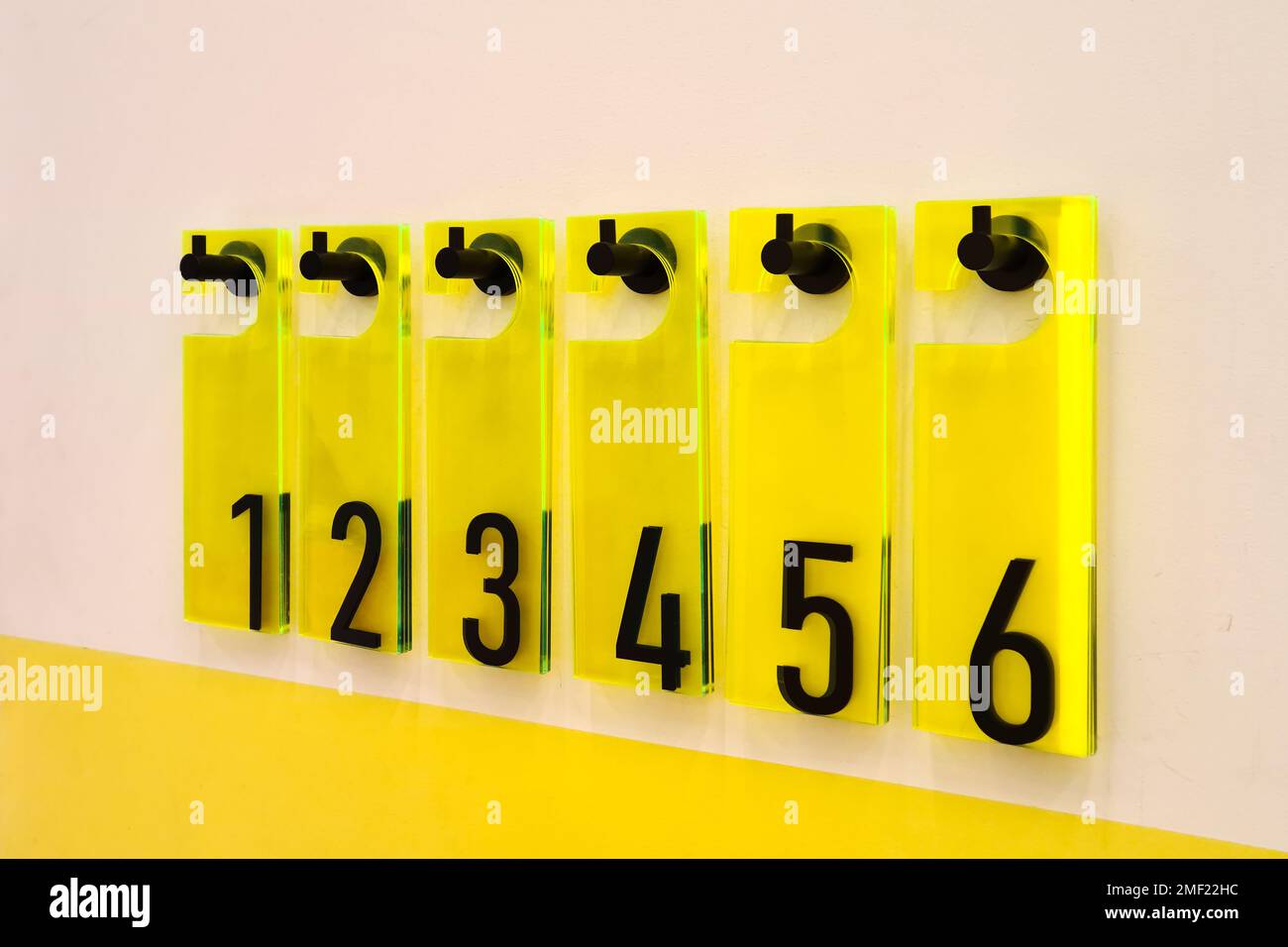 Black numbers one, two, three, four, five, six on yellow transparent ...