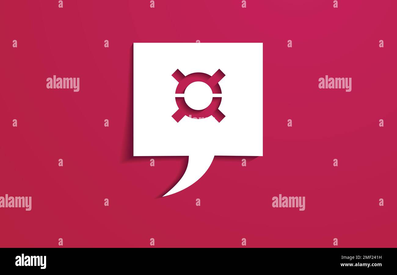 Speech bubble with currency symbol, paper cut technique. Viva Magenta ...