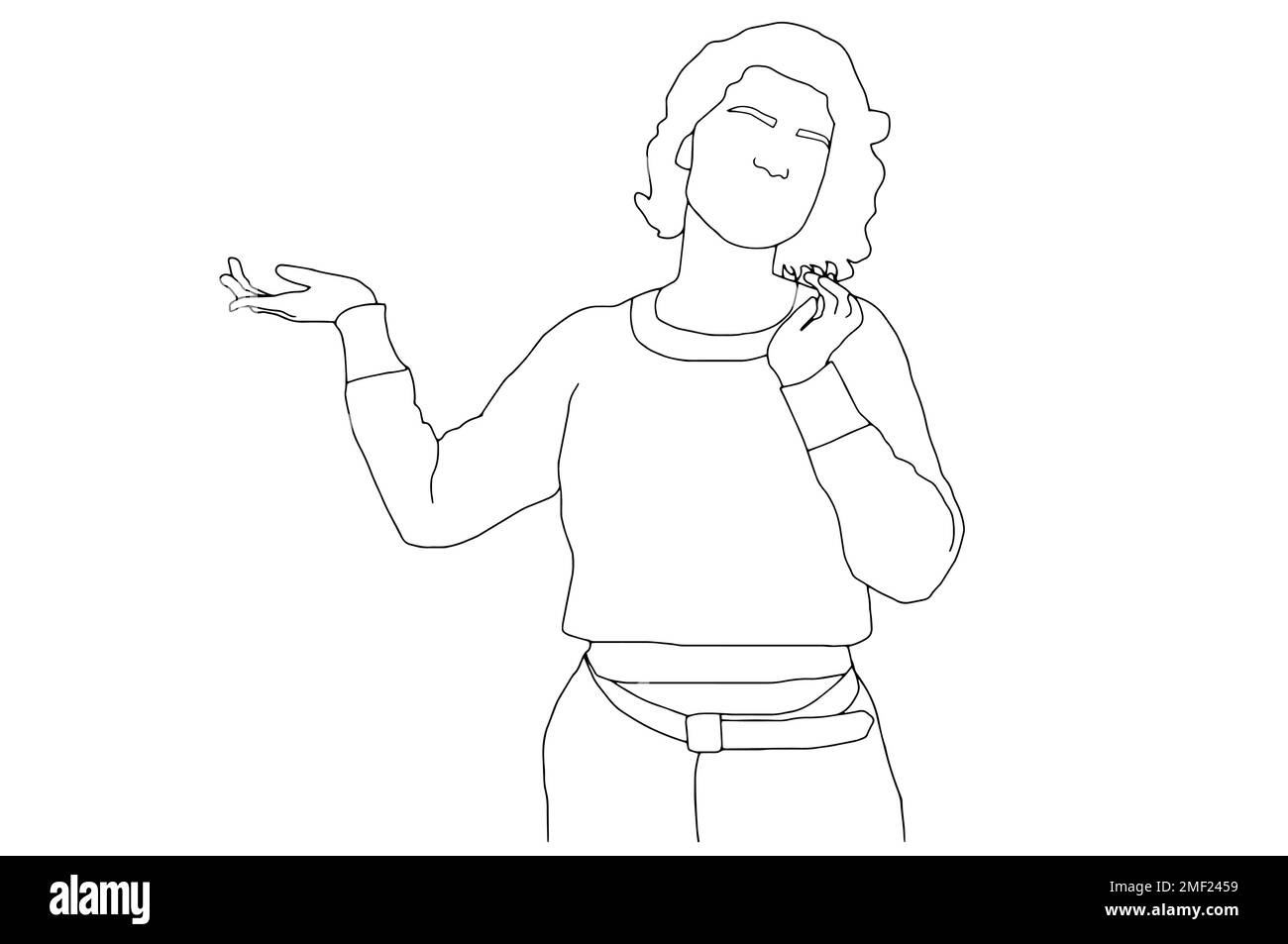 Continuous line drawing of girl student woman, outline. college woman ...