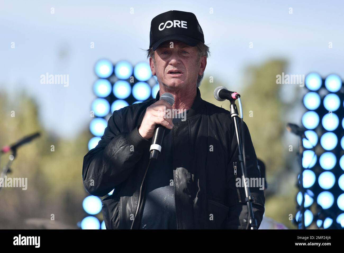 Sean Penn speaks onstage during Rock 'N' Relief on Friday, March, 5 ...