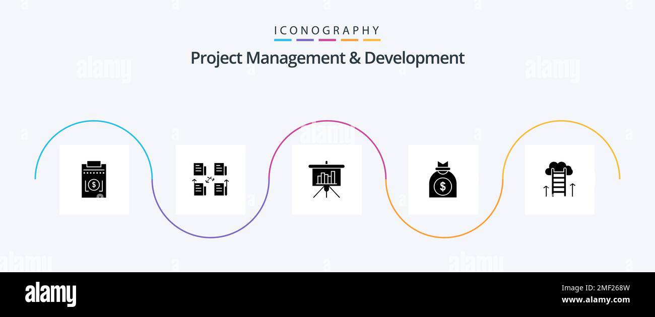 Project Management And Development Glyph 5 Icon Pack Including career ...