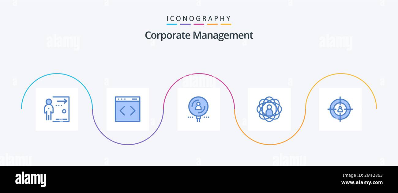 Corporate Management Blue 5 Icon Pack Including research. development ...