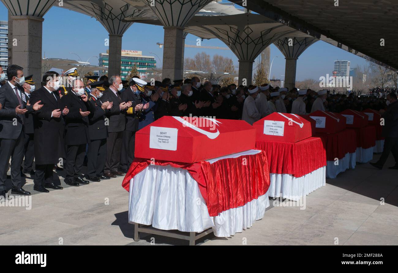 Turkish leaders, army commanders, family members and colleagues pray as ...