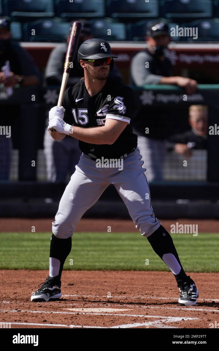 Chicago White Sox center fielder Adam Engel (15) bats during the third ...