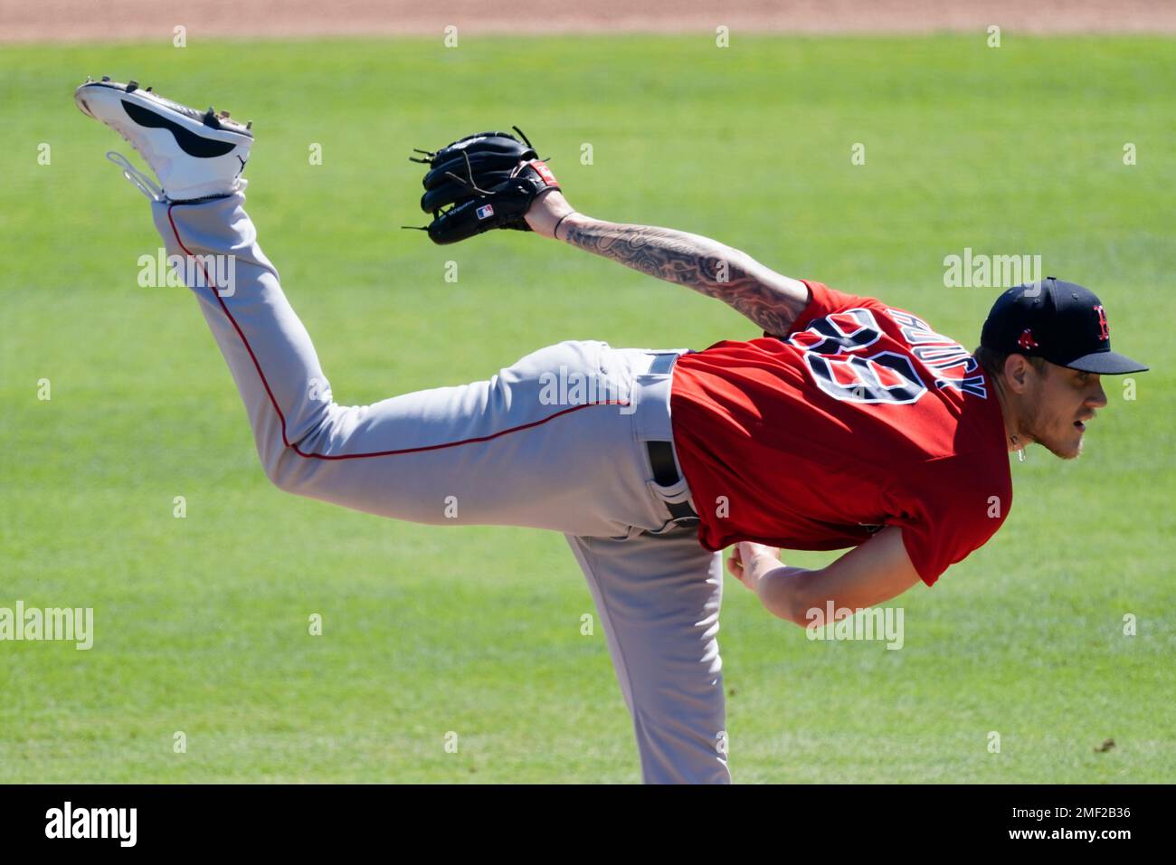 Boston Red Sox pitcher Tanner Houck (89) works in the third inning of a ...