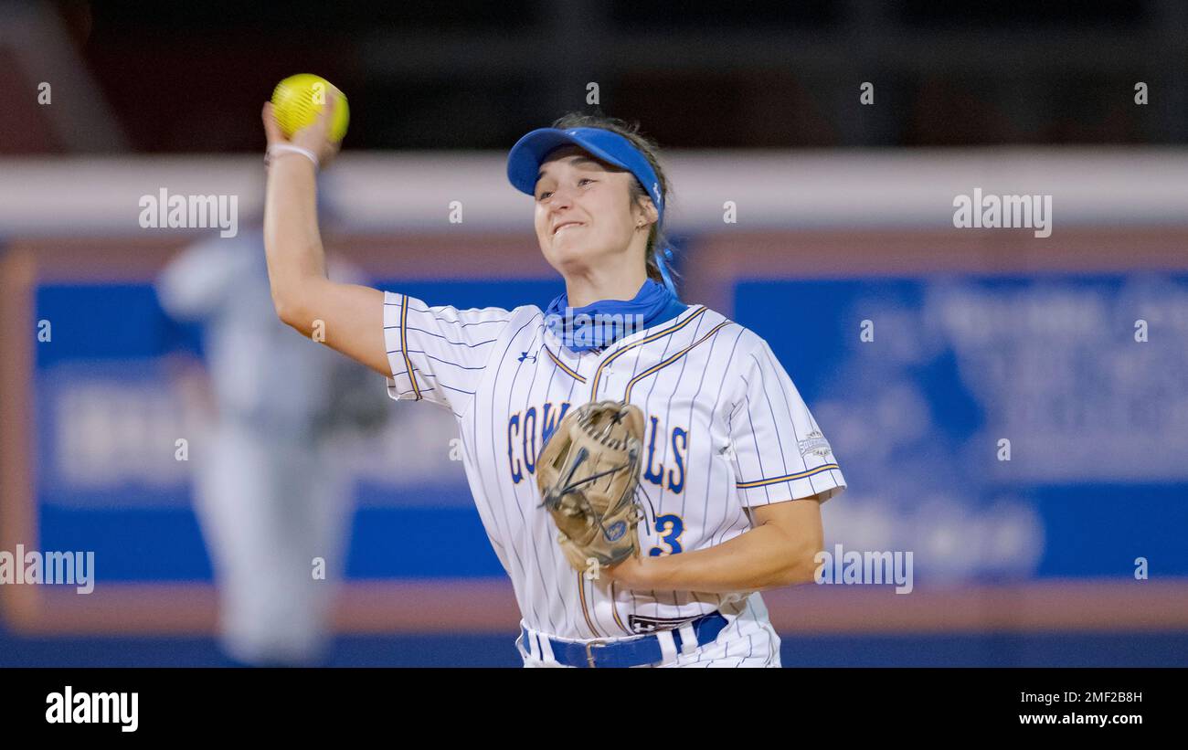 McNeese State infielder Sara Geier (3) throws during an NCAA softball ...