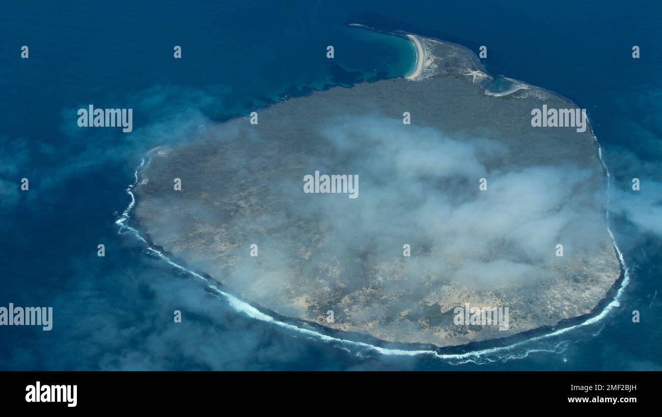 Plane view, Isla San Martin, Baja California, Mexico. Home to two ...