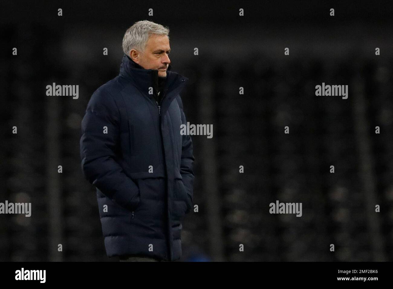 Tottenham's manager Jose Mourinho walks on the field ahead of the ...