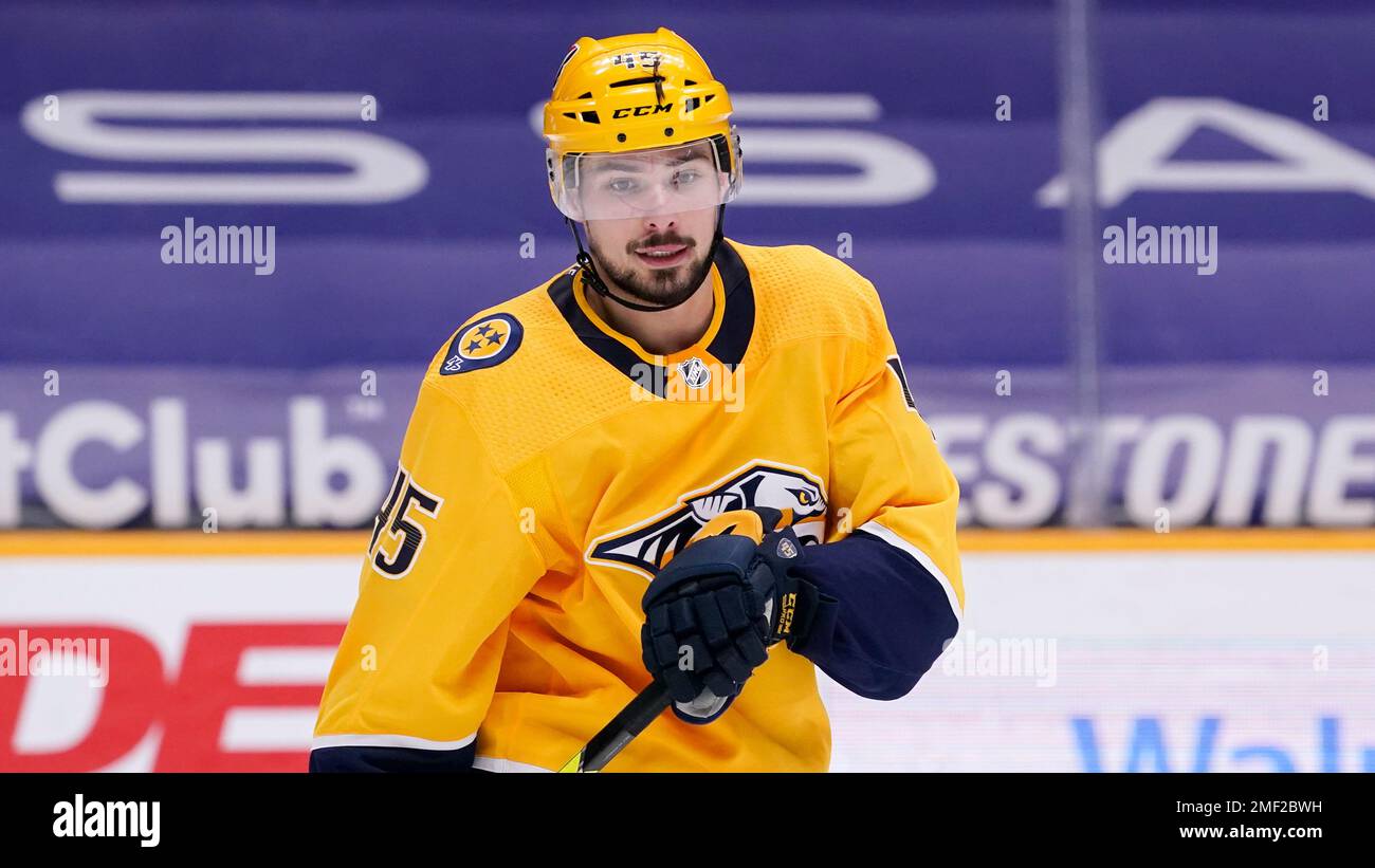 Nashville Predators defenseman Alexandre Carrier (45) plays against the ...
