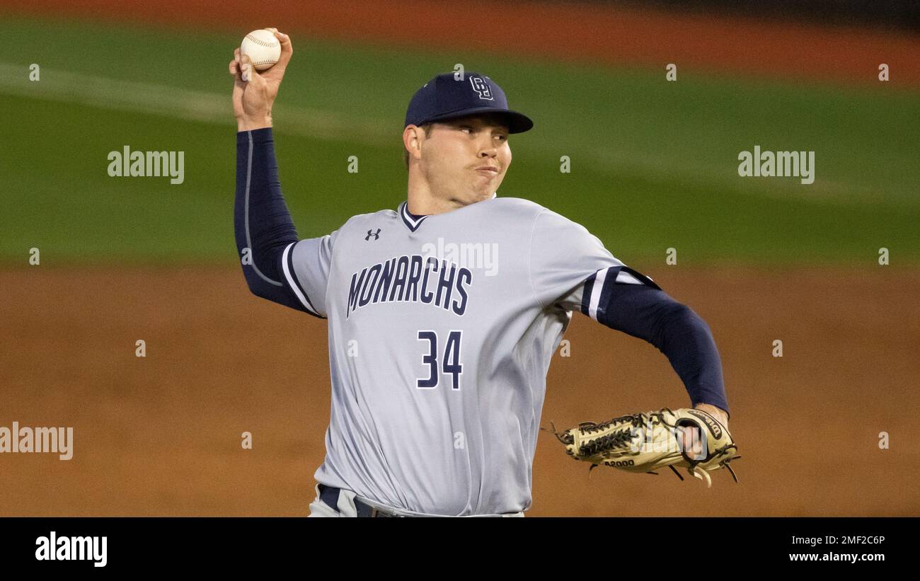 Old Dominion's Brett Smith (34) pitches during an NCAA baseball game on ...