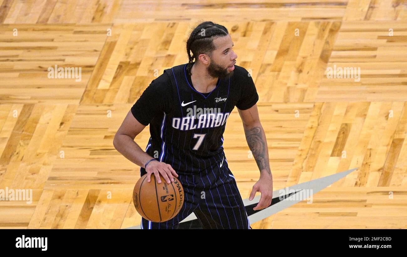 Orlando Magic guard Michael Carter-Williams (7) sets up a play during ...