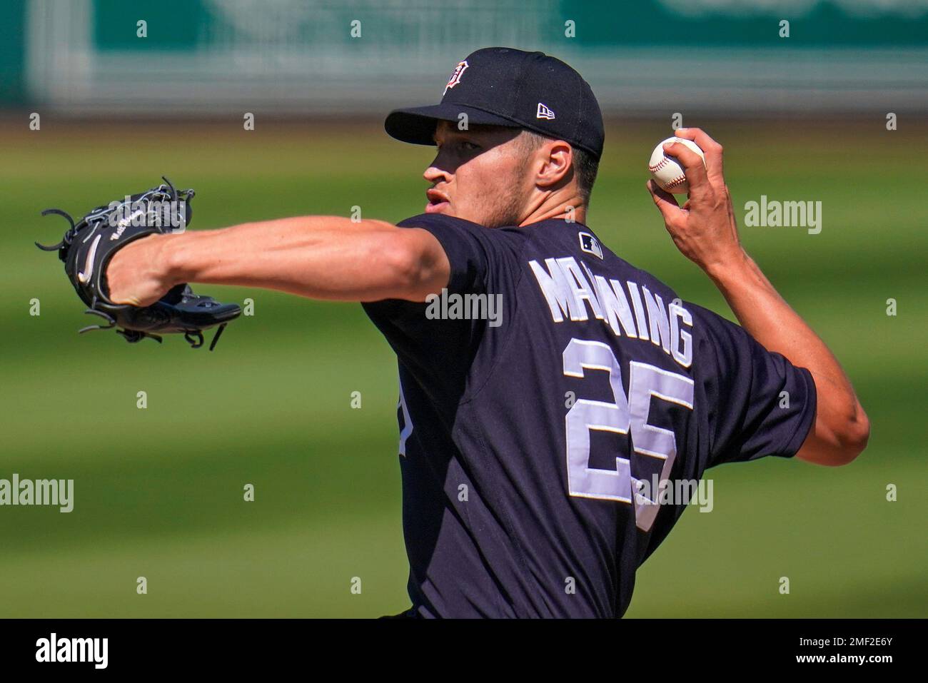 Detroit Tigers pitcher Matt Manning delivers during a spring training ...