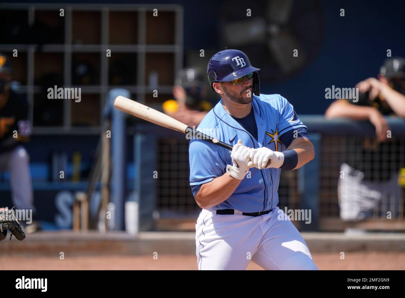 Tampa Bay Rays' Mike Zunino (10) looks on after he bats in the first ...