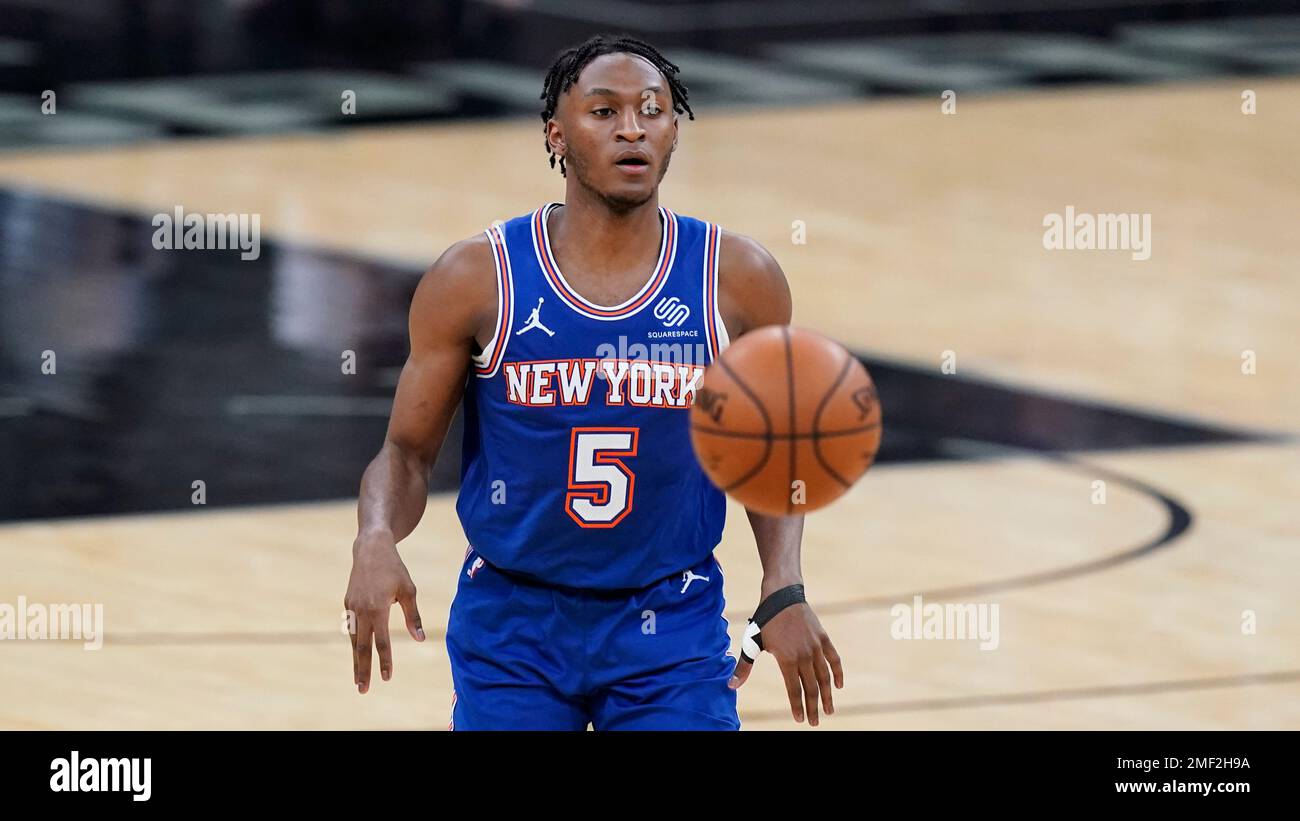 New York Knicks guard Immanuel Quickley (5) during the second half of ...