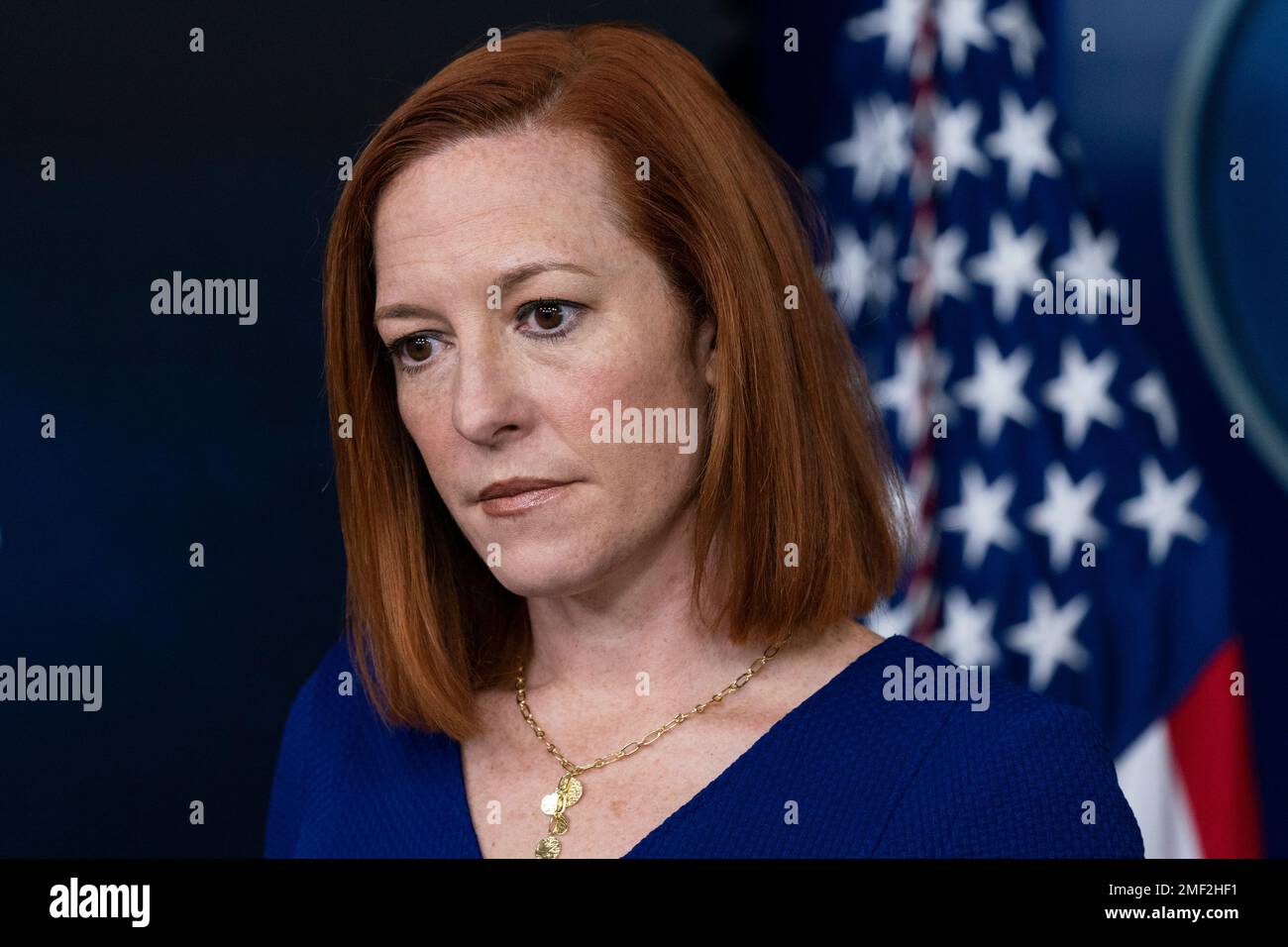 White House press secretary Jen Psaki speaks with reporters in the ...
