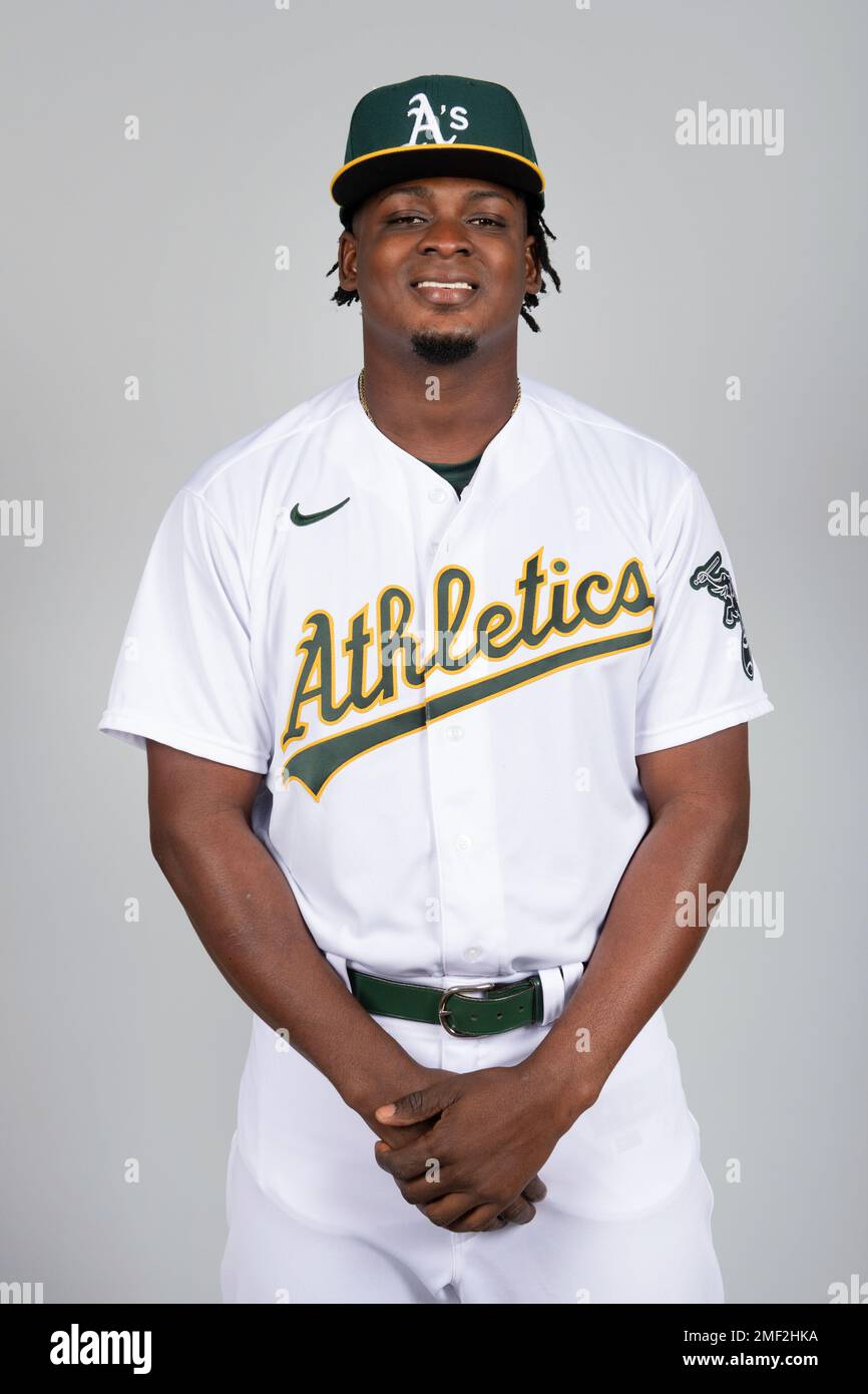 This is a 2021 photo of Wandisson Charles of the Oakland Athletics ...