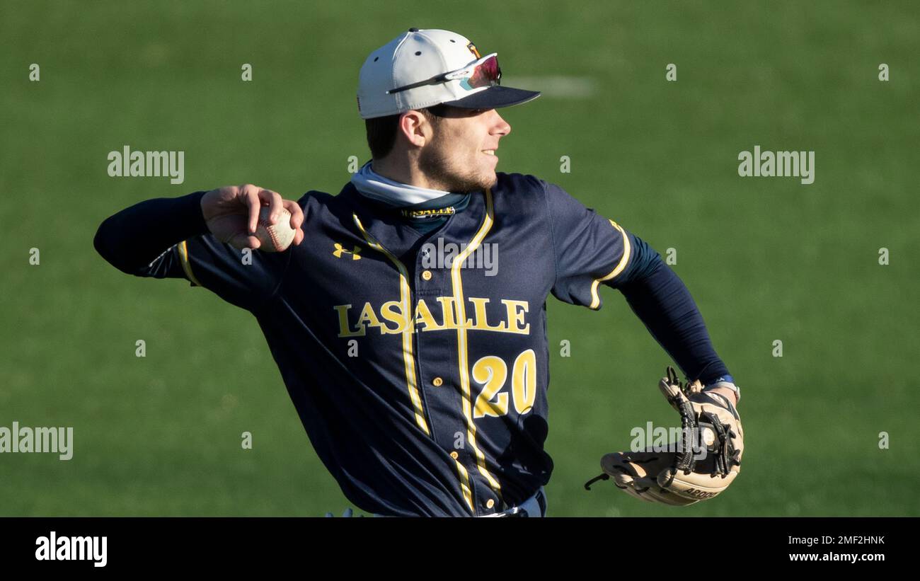 LaSalle second baseman John Demucci makes a play against Delaware State ...