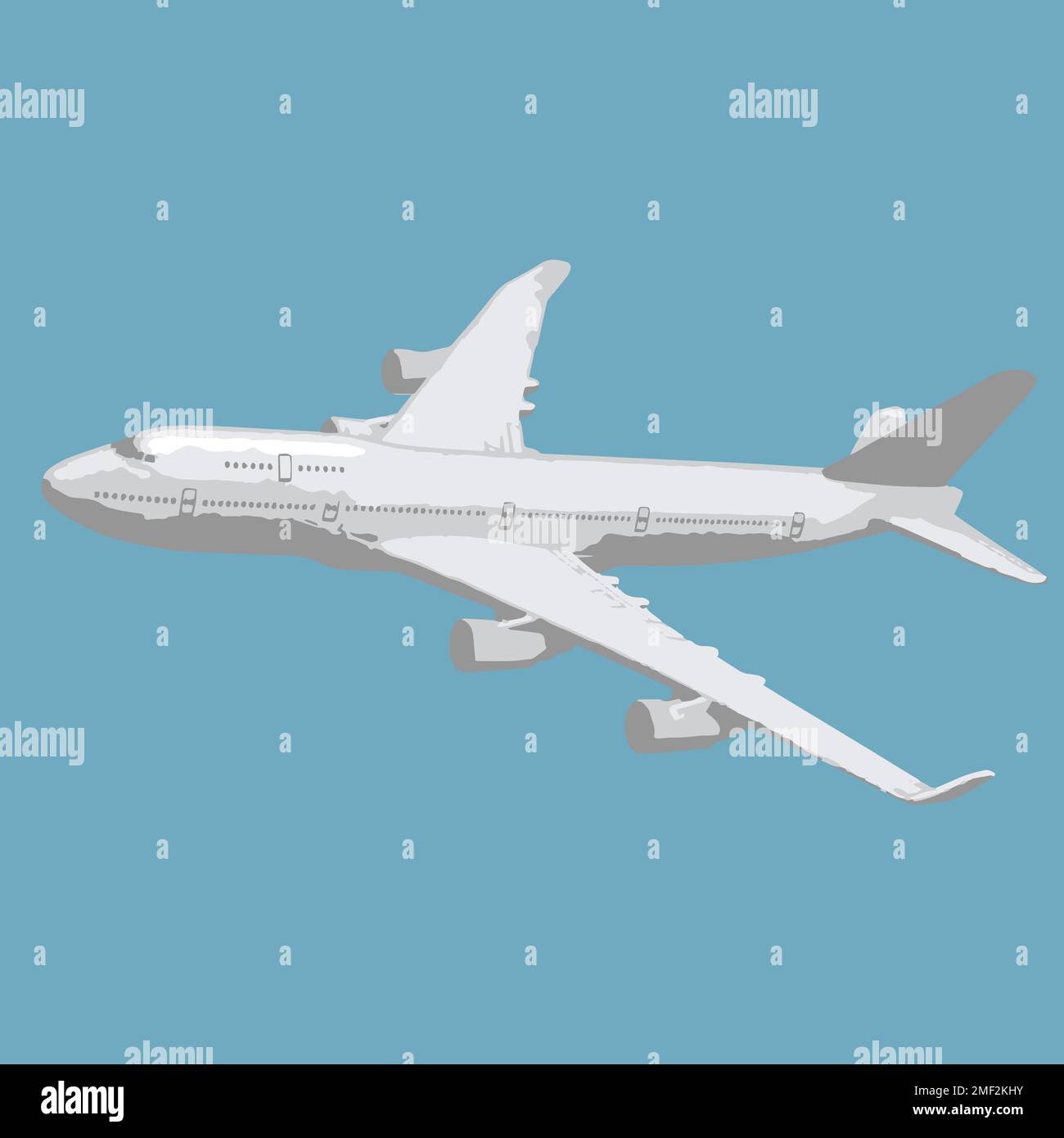 flying up passenger airplane isolated over blue background Stock Vector ...