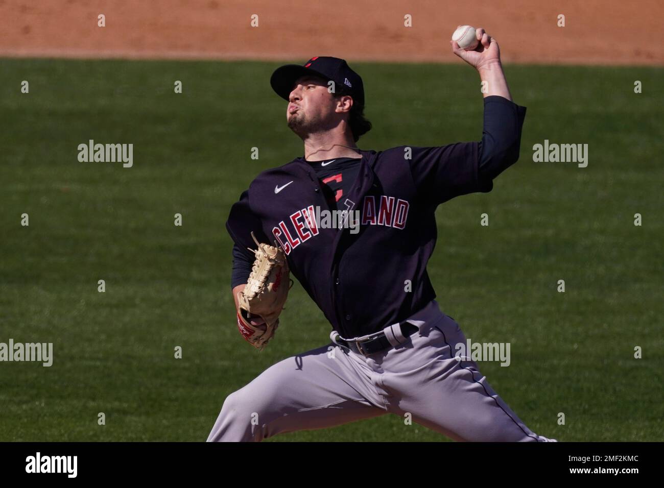 Cleveland Indians pitcher Kyle Nelson throws during the fifth inning of ...