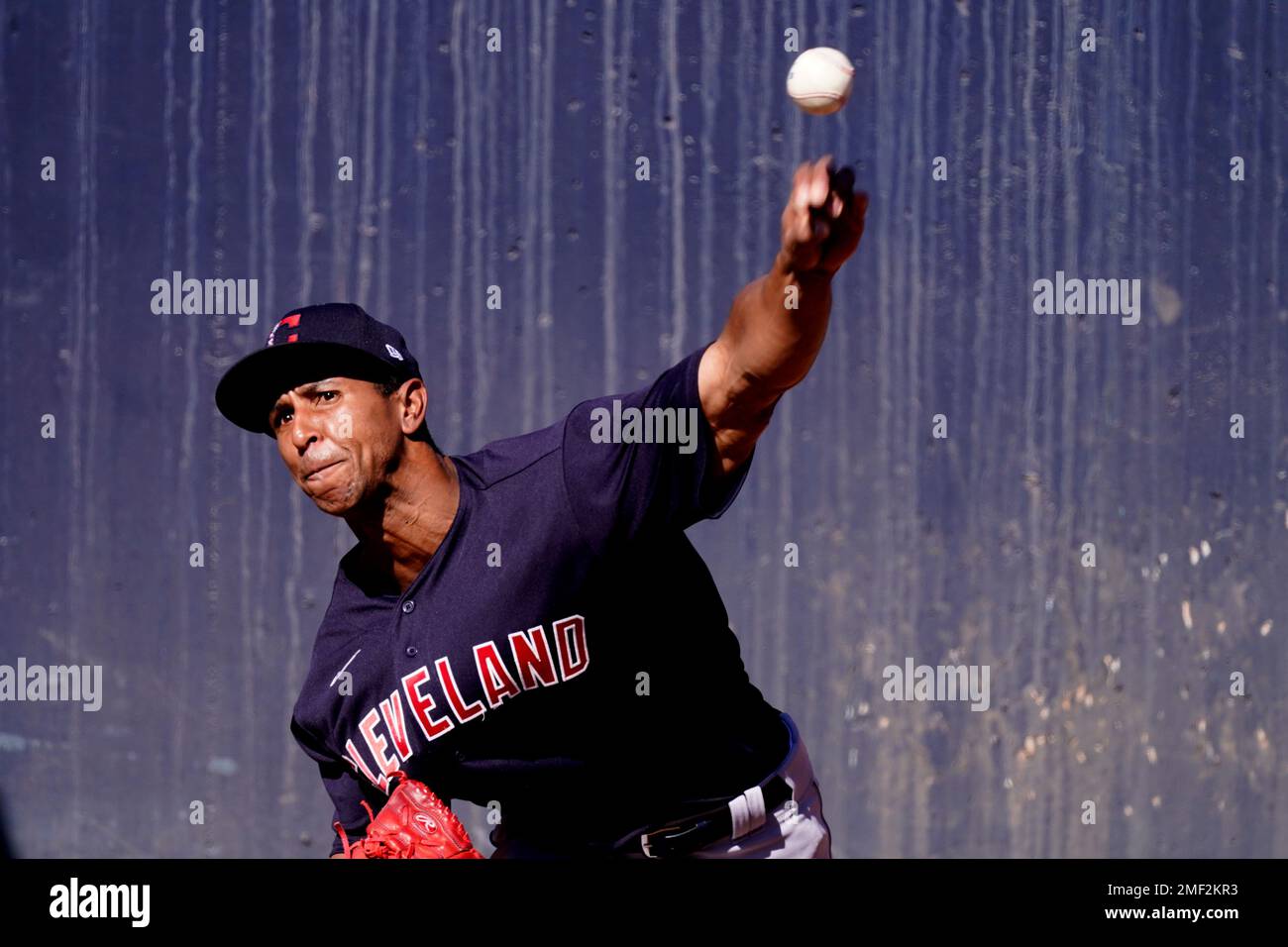 Cleveland Indians pitcher Anthony Gose throws in the bullpen during the ...