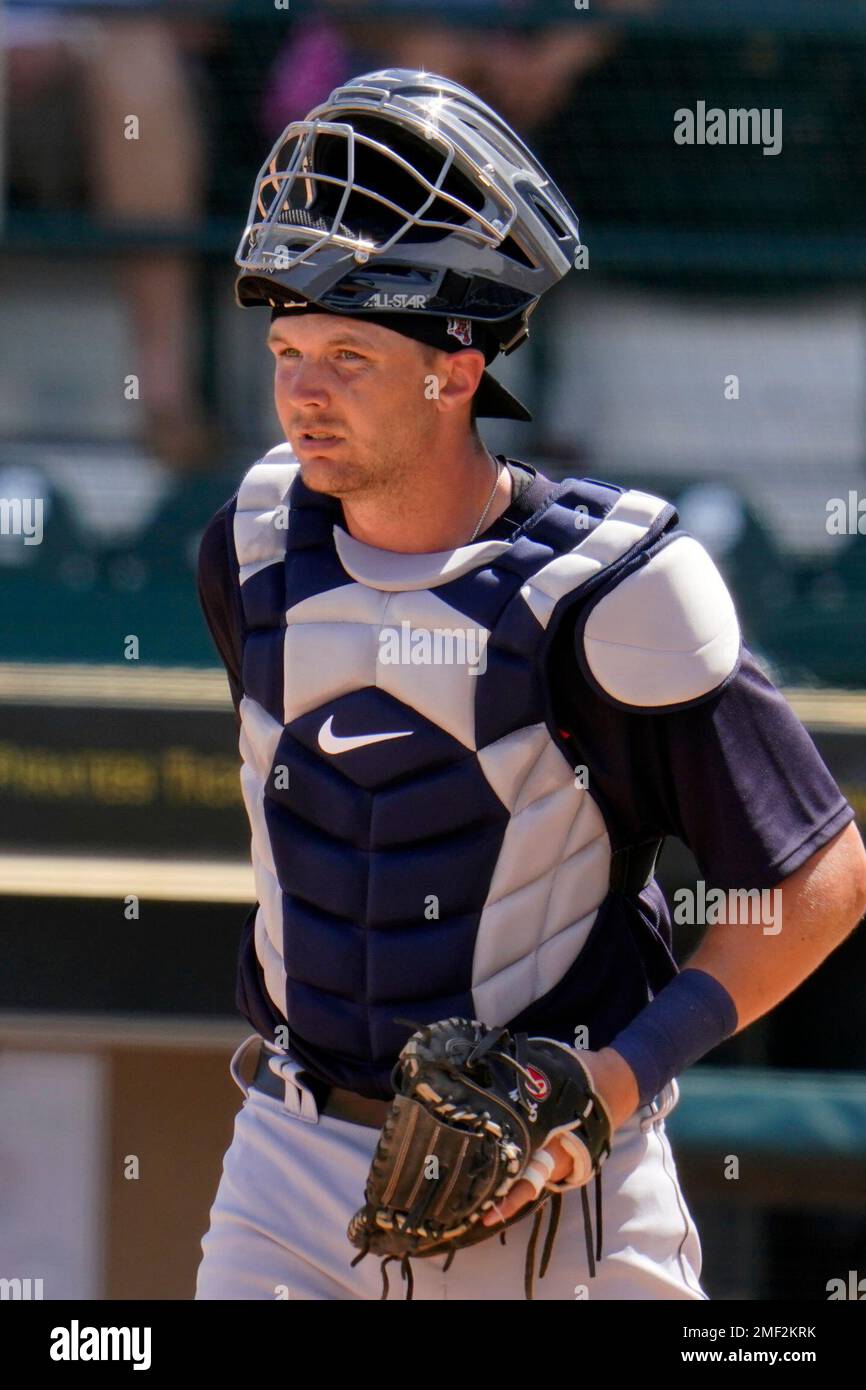 Detroit Tigers catcher Grayson Greiner plays in a spring training ...