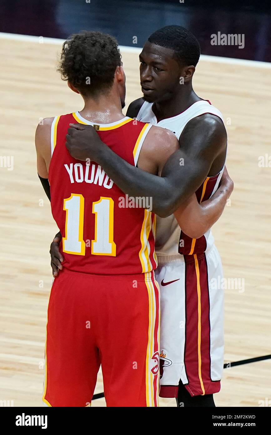 Atlanta Hawks guard Trae Young (11) and Miami Heat guard Kendrick Nunn ...