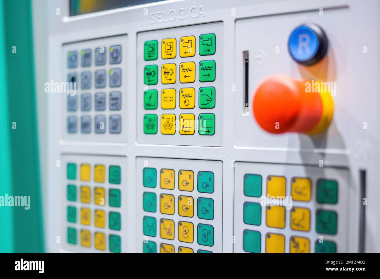 Smart control panel of injection molding machine at exhibition, plant ...