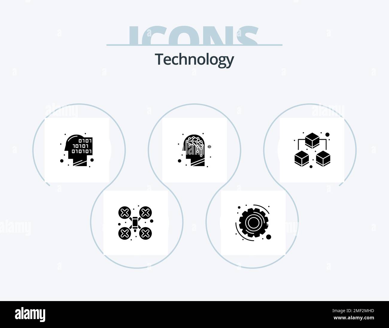 Technology Glyph Icon Pack 5 Icon Design. . data. code. big. brain ...