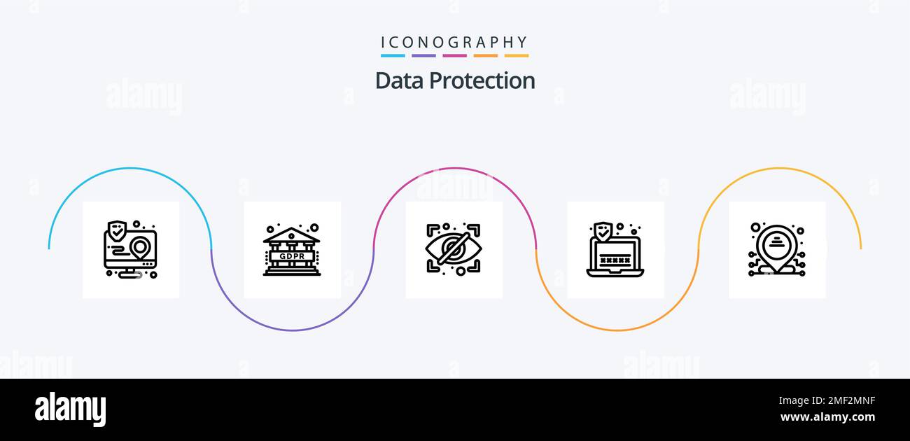 Data Protection Line 5 Icon Pack Including ip. address. block. laptop ...