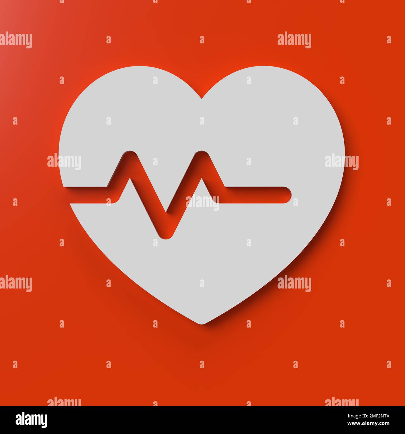 Heartbeat symbol on red background with clipping path. Valentine's day ...