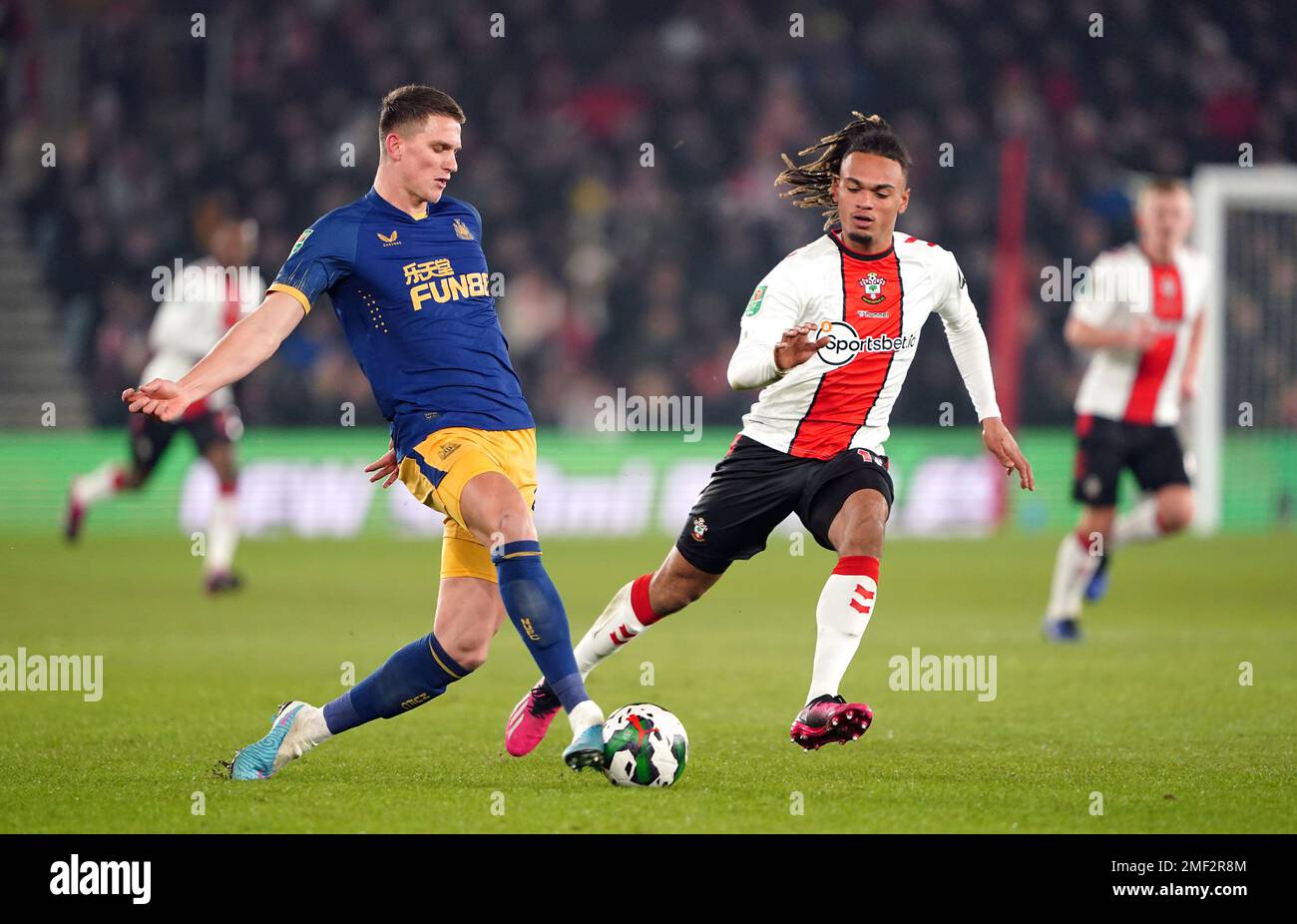 Newcastle United's Sven Botman and Southampton's Sekou Mara battle for ...