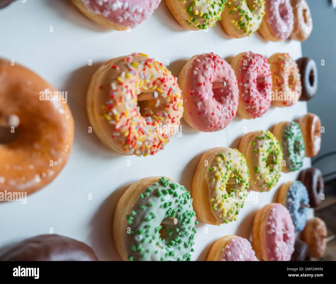 Candy bar with donuts. Table with different sweets for party Stock ...