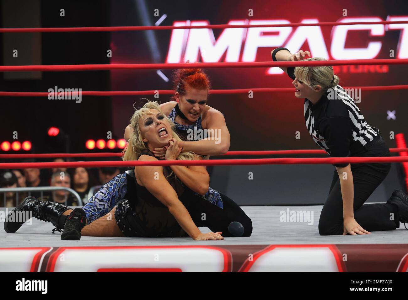 Masha Slamovich (right) grabs the neck of Taylor Wilde (left) at the ...